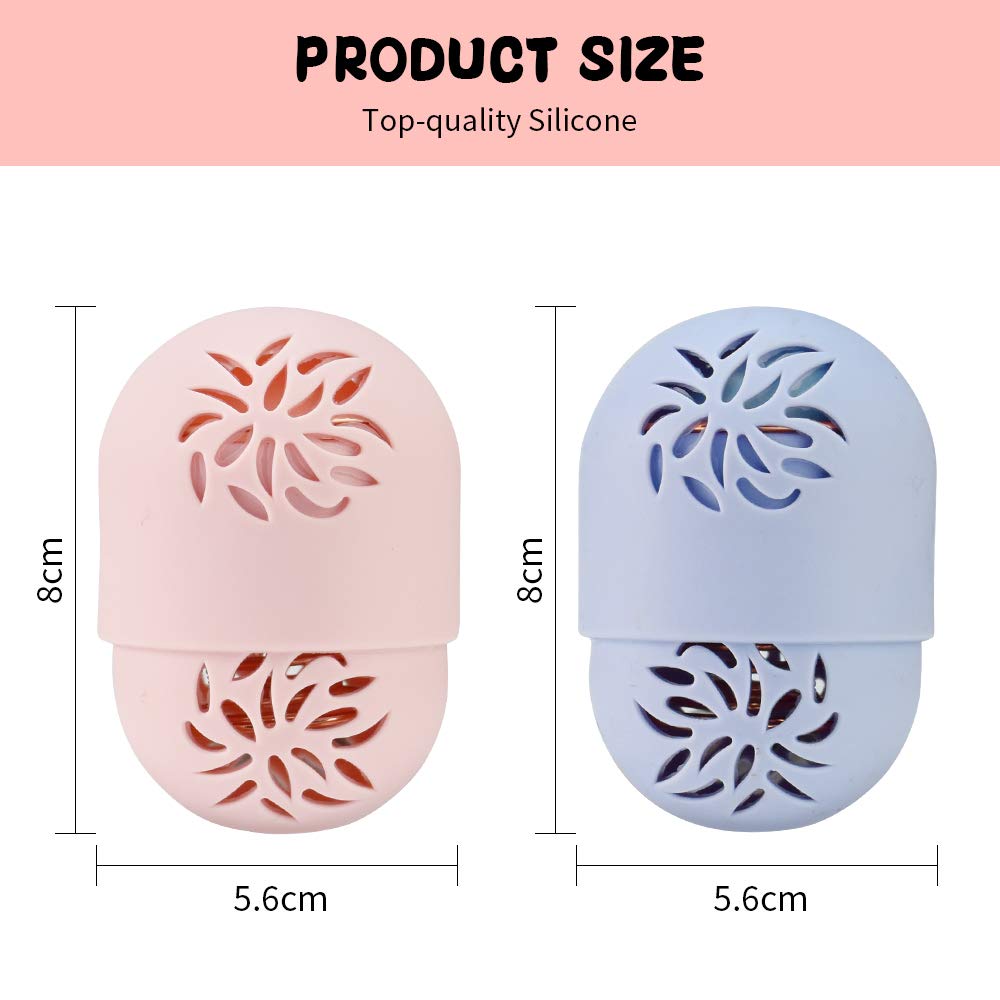 DKAF Makeup Sponge Container Set, 2 Silicone Makeup Sponge Travel Case 2 Soft Makeup Sponge and 2 Makeup Sponge Drying Holder, Easy to Carry