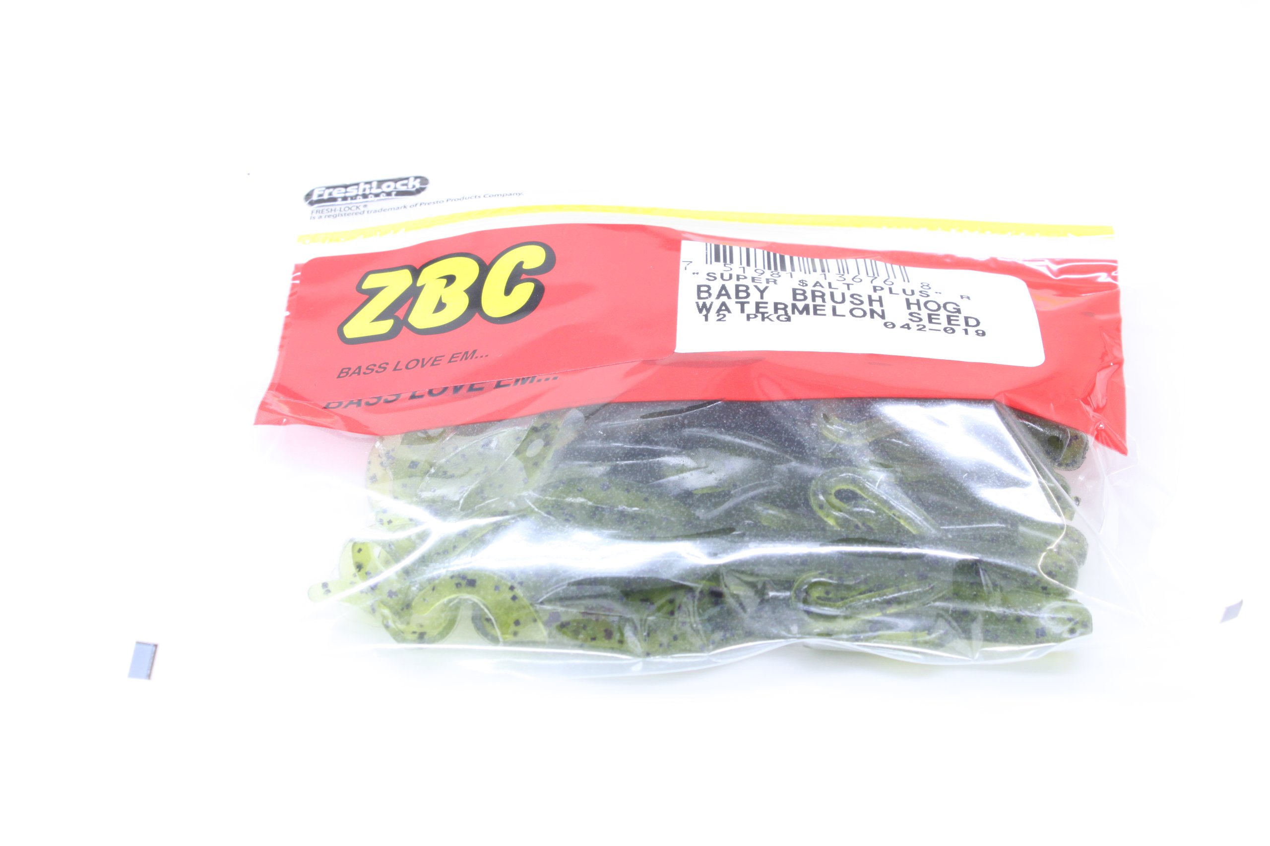 Zoom Bait Baby Brush Hog Bait-Pack of 12 (Watermelon Seed, 5 1/2-Inch)