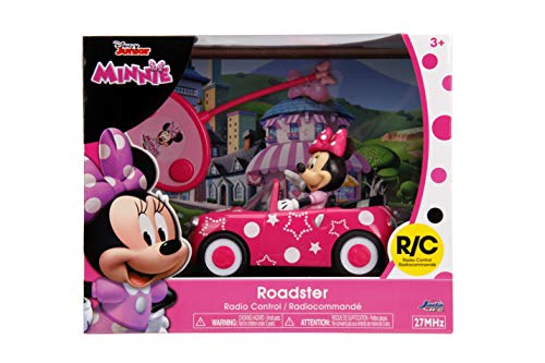 Disney Junior 7.5" Minnie Mouse Roadster RC Remote Control Car Pink 27MHz, Toys for Kids , Pink With Stars and Polka Dots