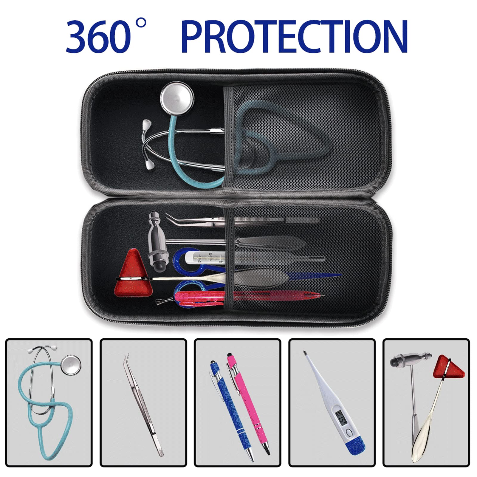 Personalized Stethoscope Case Custom Name Lightweight Hard Travel Case Organizer with Mesh Pocket for Nurse Accessories Customized Nurses Week Gift for Nurse Doctor Medical Assistant