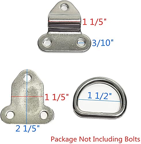 D Shape Folding Pad Eye - Boat Tie Down Anchor Hook Deck Accessories for Truck, Kayaks, Trailer, Caravan