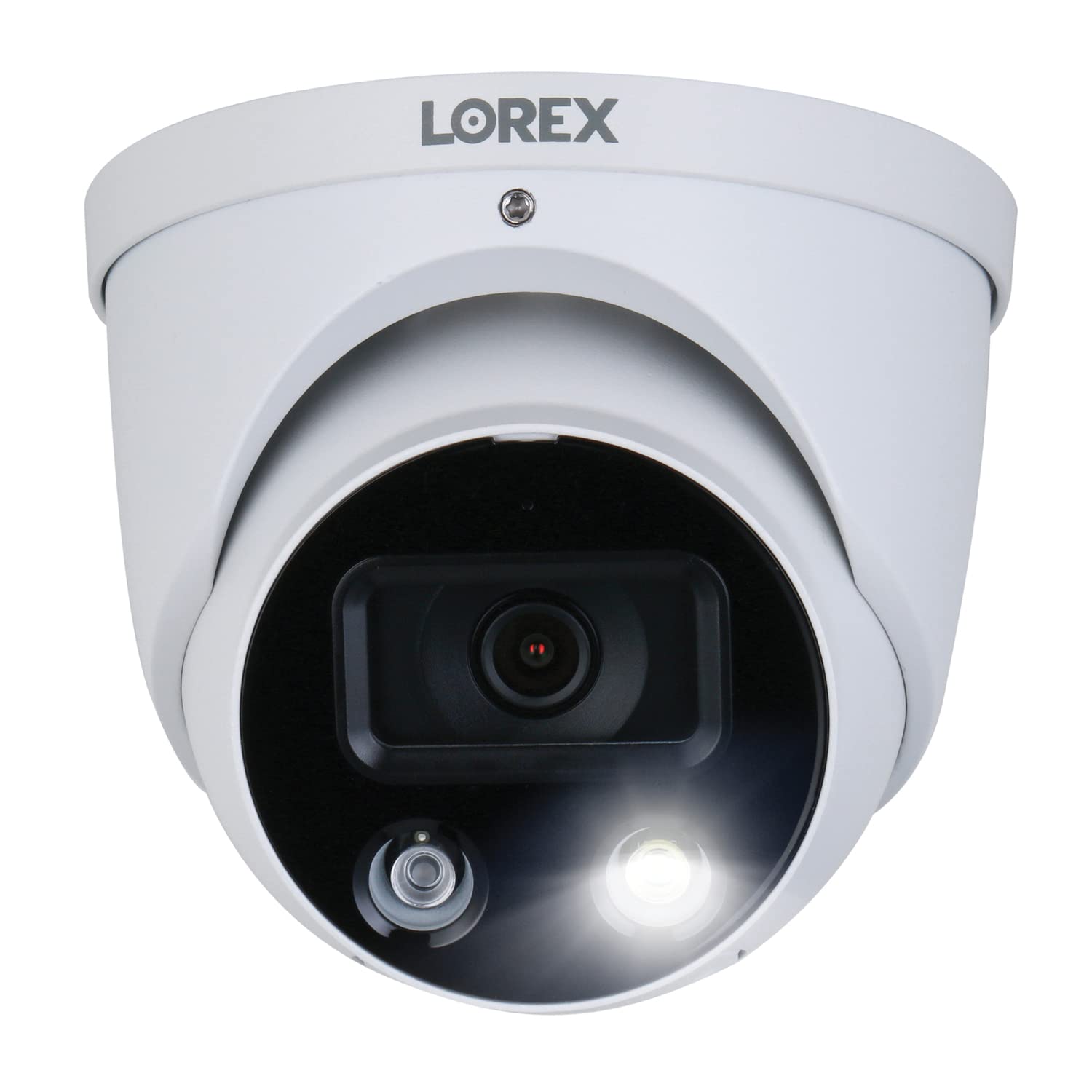 Lorex E893DD-E Indoor/Outdoor 4K Ultra HD Smart Deterrence IP Dome Camera with Smart Motion Detection Plus, 150ft Night Vision, CNV, 2.8mm, F2.0, IP67, Audio, White, Camera Only (M.Refurbished)