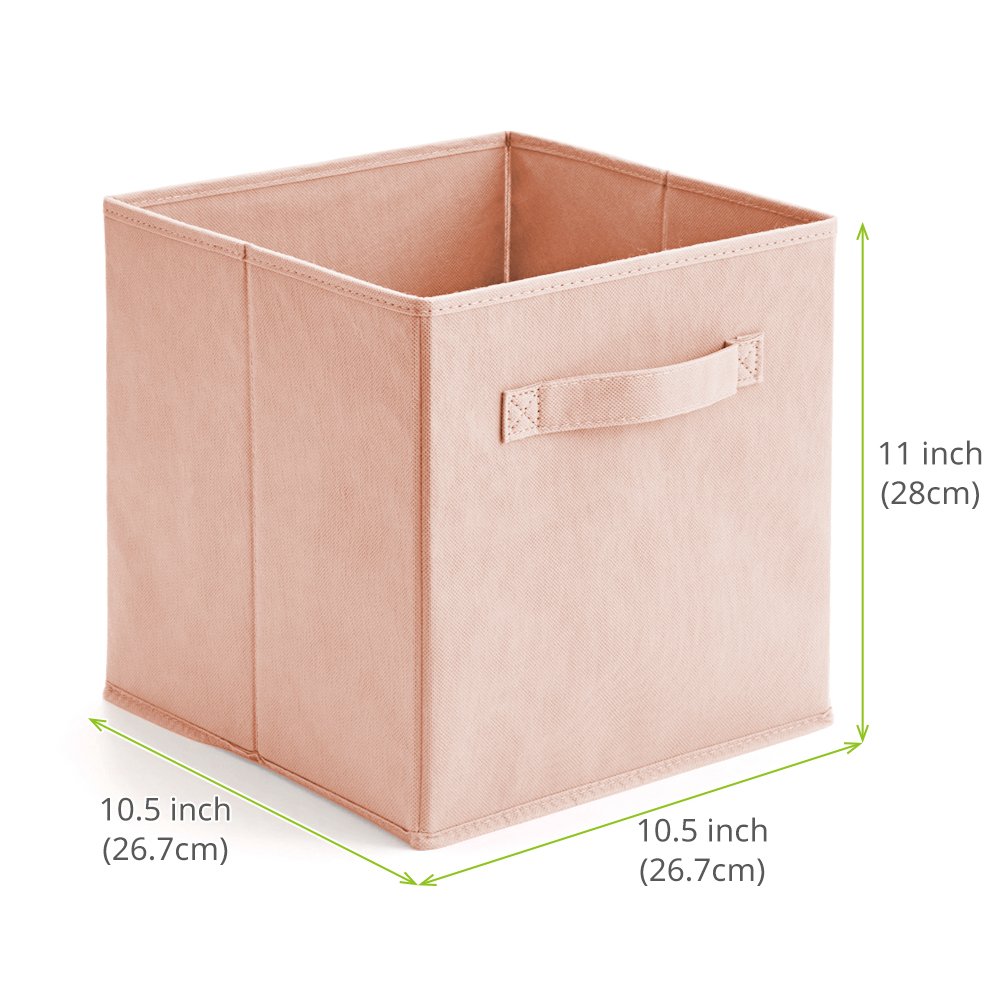 EZOWare Set of 12 Foldable Basket Bin Collapsible Storage Cube For Nursery, Kids Toys Organizer, Shelf Cabinet - ( Pale Dogwood + White )