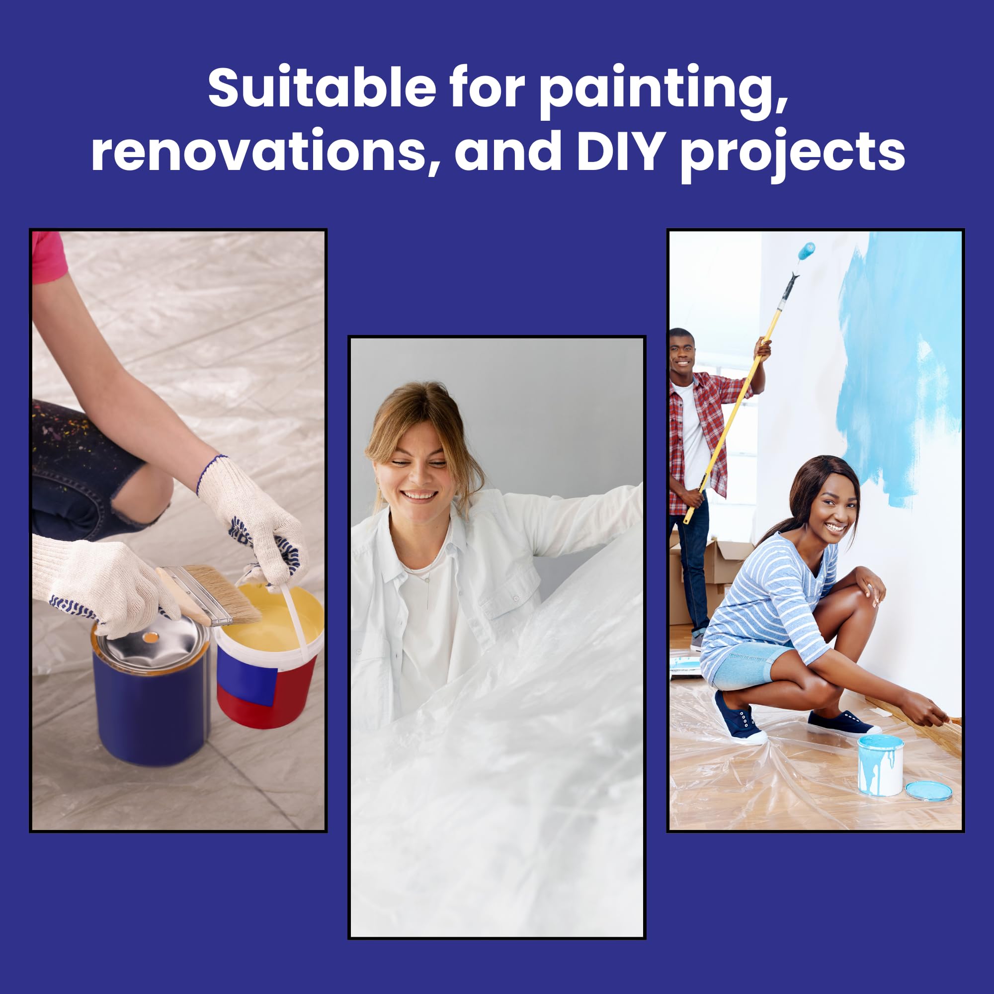 VicMore Clear Plastic Drop Cloth - Water & Dustproof, Odorless Plastic Sheet for Painting, Renovations, DIY Projects - Durable Paint Tarp with 1mil Thickness - Floor Covering & Dust Cover - 9 x 12β