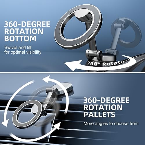 FONKEN Fits MagSafe Car Mount [20 Strongest Magnets] Magnetic Phone Holder for Car Folding Magnetic Phone Mount Hands Free iPhone Car Holder Mount Dash for iPhone 15 14 13 12 Pro Max Plus MagSafe Case