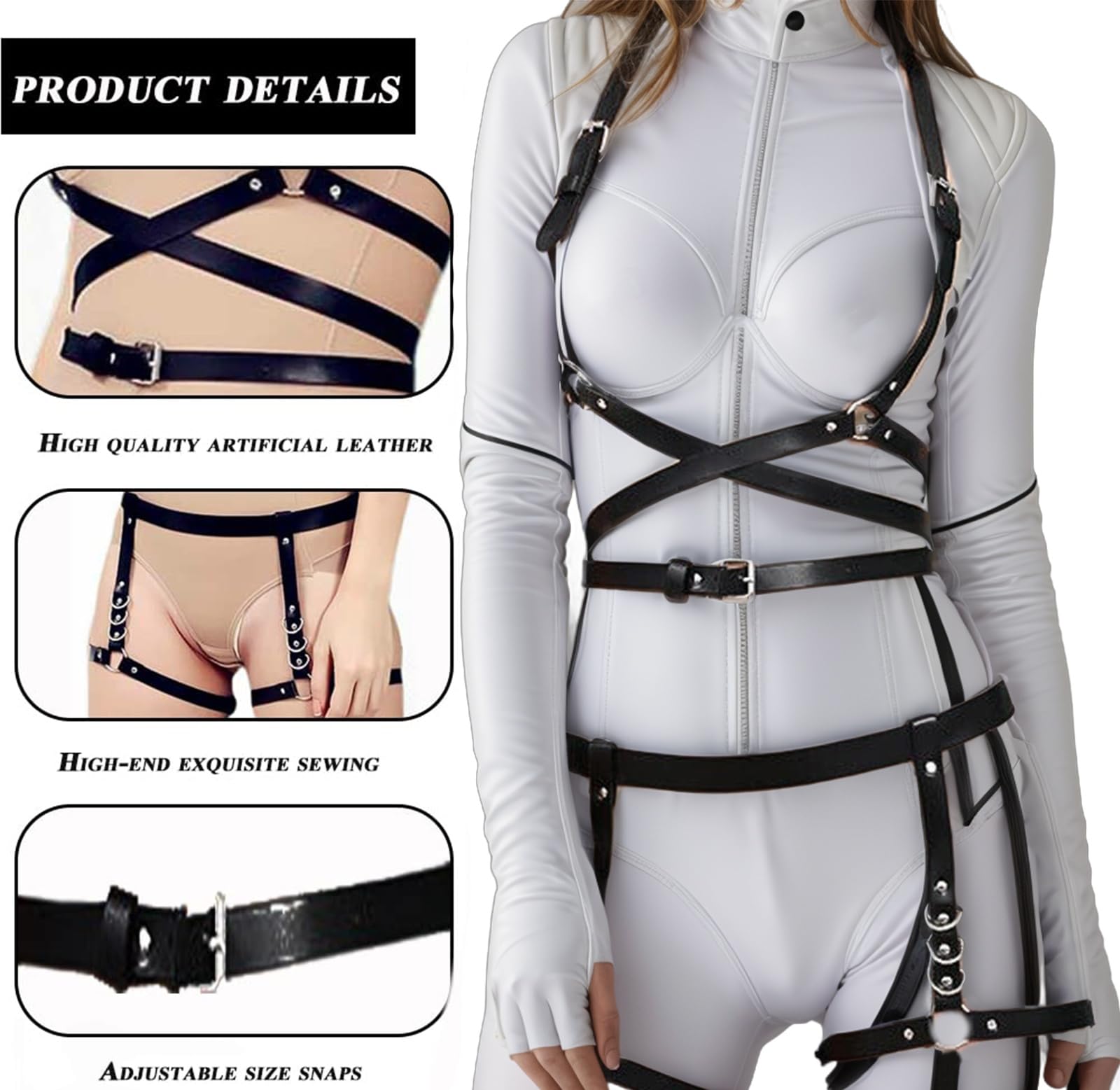 Gothic Punk Body Chain Party Rave Harness Body Garter Belts Set Elasticity Goth Club Rave Wear