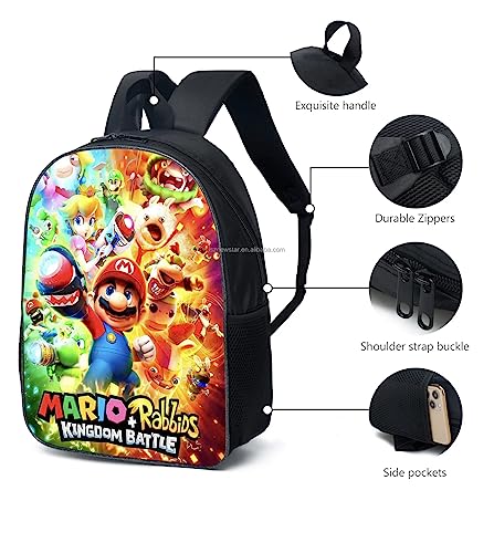 MARALICIA Mario Backpack Set of 3 Lunch Bag, and Pencil Bag Large 16 Inches Anime Cartoon (#17)