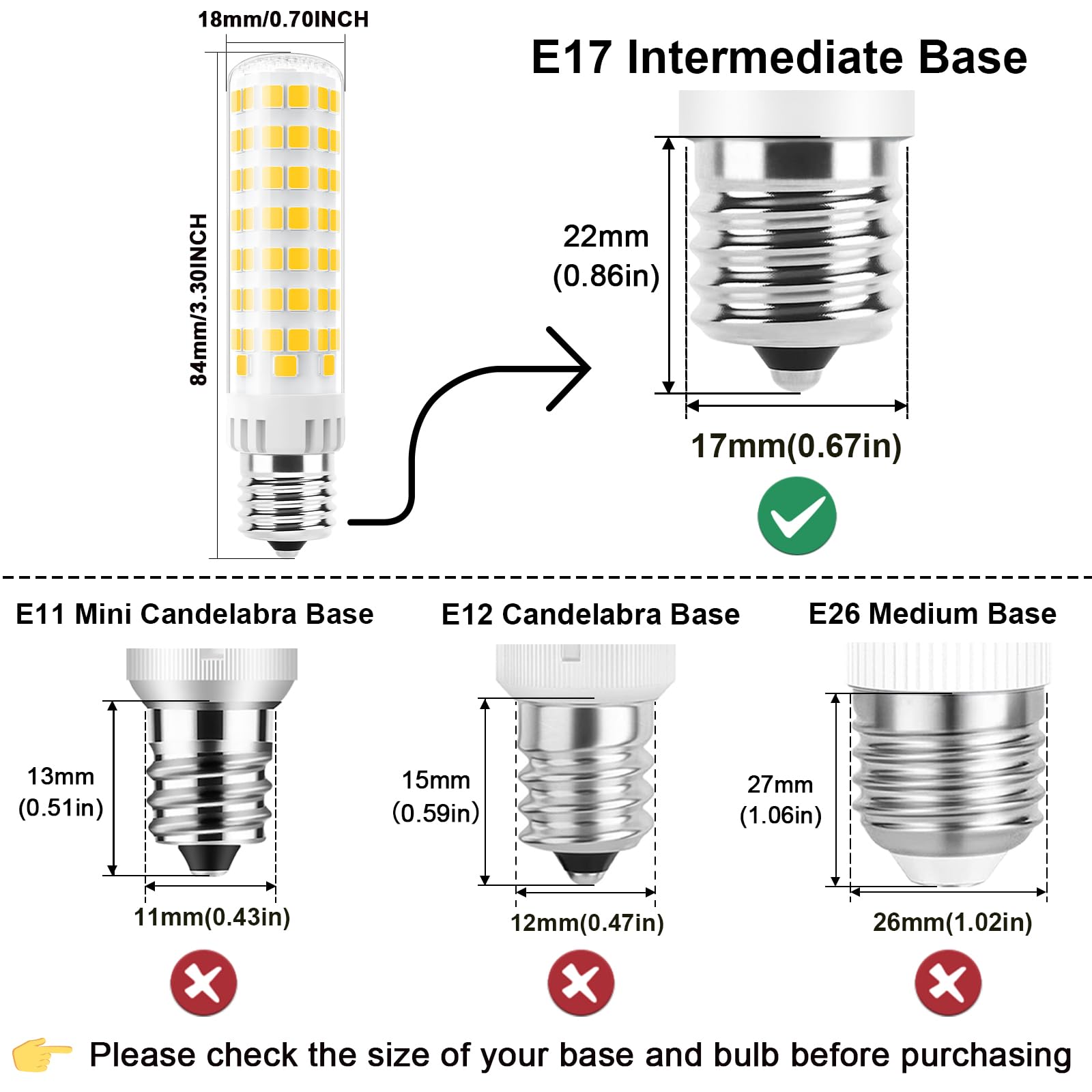 TAIYALOO E17 LED Bulb Dimmable, 10W Microwave Oven Bulb, Warm White 3000K, 100W Halogen Bulb Replacement for Stove Top, Range Hood, E17 Intermediate Base Appliance Light Bulb (2 Pack)