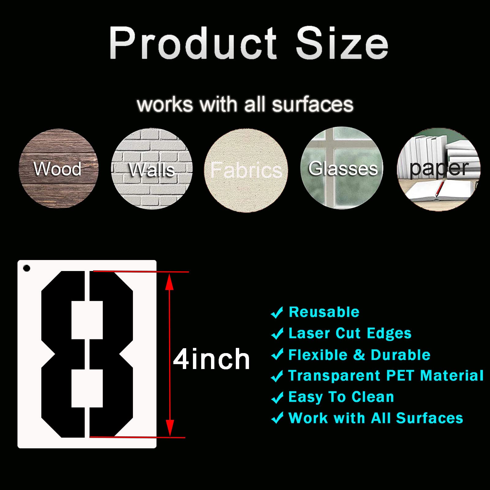 DXCYZ 4 Inch Large Number Stencils Kit 0-9 Address Number Stencils, 10PCS Reusable Plastic Painting Number Templates for Mailbox Signs, Door, Cars