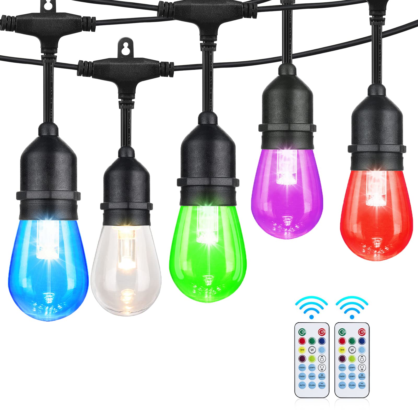 IPStank Outdoor String Lights, 96FT Color Changing Outdoor String Lights, Patio Lights Outdoor Waterproof Porch Light with Remote, for Patio Decor