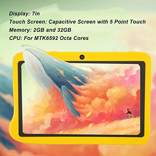 HD Tablet, ABS Case US Plug 100240V Kids Tablet 2GB RAM 32GB ROM for Game (US Plug)
