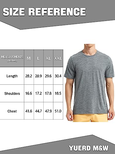 YUERD M&W 100% Merino Wool T-Shirt Mens Short Sleeve Merino Wool T Shirts for Men Grey