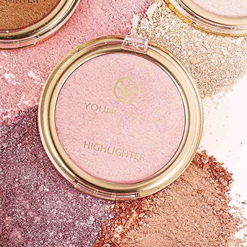 Face Contour Highlighter Palette, Shimmer Highlighter Powder Makeup, Smooth Longlasting Shiny Face Blush Cheek Blush, Baked Glow Illuminator for Face & Body (#02)