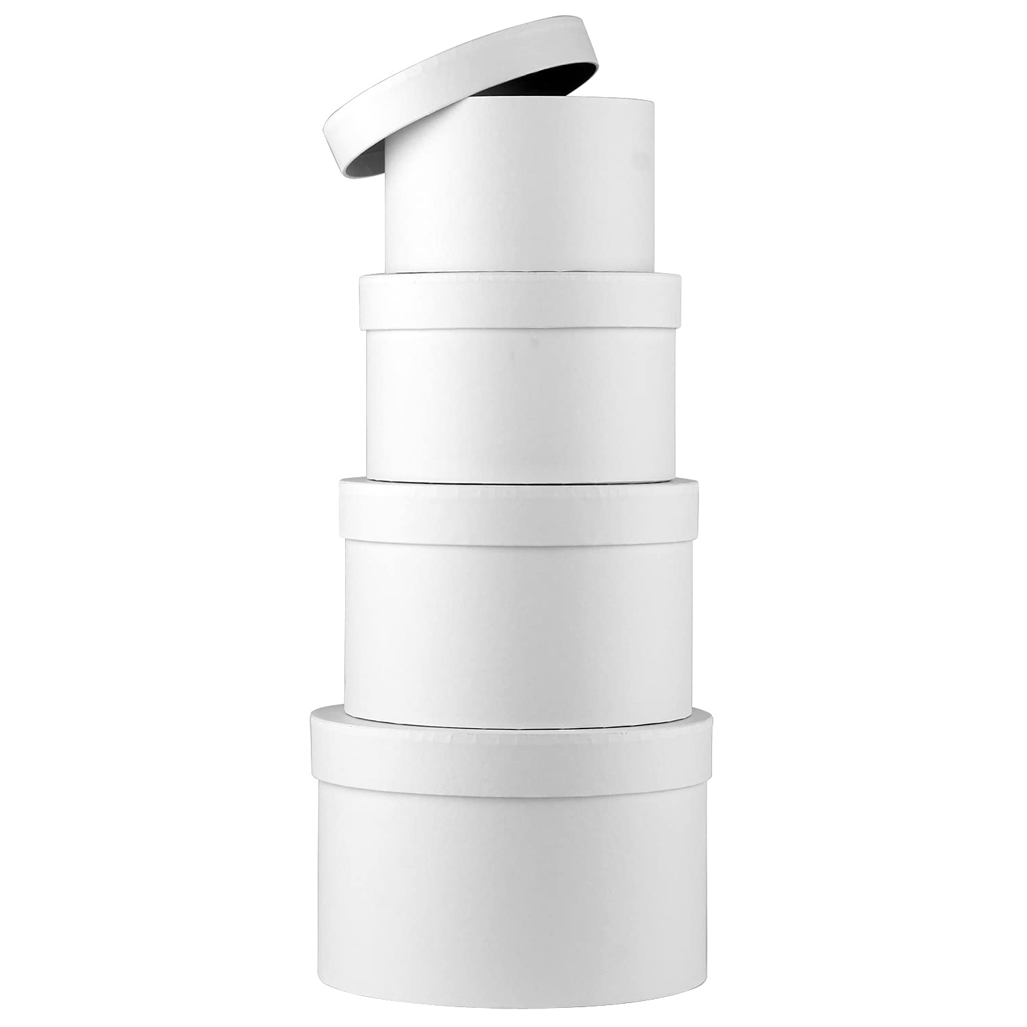 Round Gift Boxes with Lids Flower Boxes for Arrangements White Round Boxes Set of 4 Nesting Gift Boxes with Lids for Flowers Arrangements Empty, Bridesmaid, Proposal, Wedding, Birthday, Party Favor