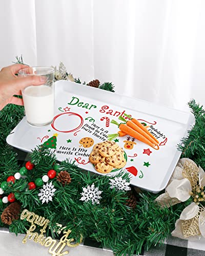 Nefelibata Santa Cookie Plate Christmas Serving Tray Plastic Cookies for Santa Platter and Tray Treat Rectangular Plate Christmas Eve Gift for Kids Xmas Holiday Sharing Snack Home Decorations Supplies