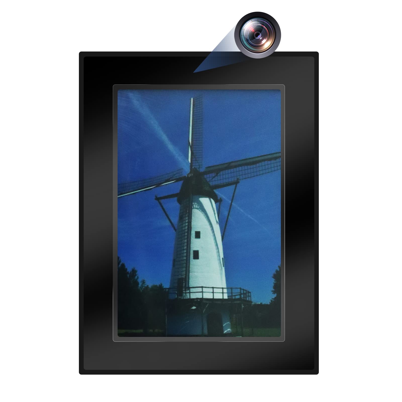 Hidden Camera Photo Frame, 1080P Indoor Mini Spy Surveillance Camera with Motion Detection, No WiFi Needed Nanny Cam for Home and Office