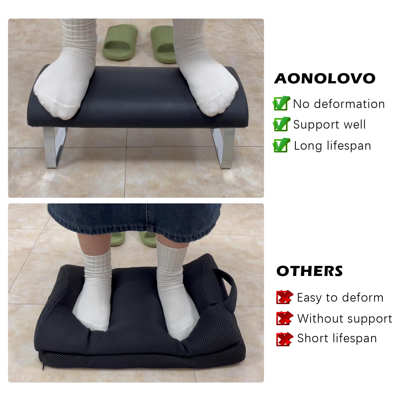 Foot Rest Under Desk, Sturdy Foot Rest for Under Desk at Work, Ergonomic Office Foot Rest Cushion for Women Men, Made of New Memory Foam, More Durable, Black