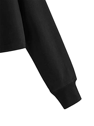 Remidoo Women's Casual Skull Print Long Sleeve Crop Top Hoodie Sweatshirt SK-Black Medium