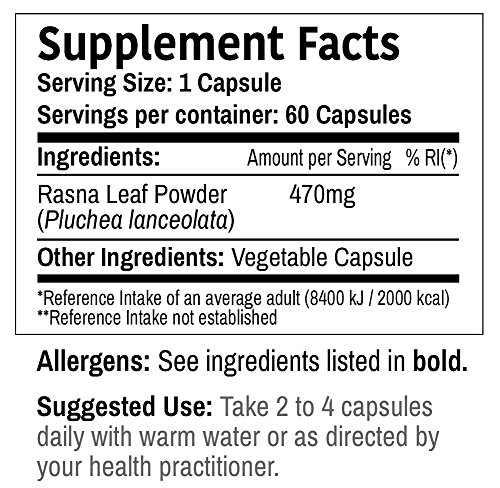 DR WAKDE'S Rasna Capsules (Pluchea lanceolata, 60 Veg Caps, Plant-Based Supplement, Ayurvedic Herb, All Natural, Vegan)