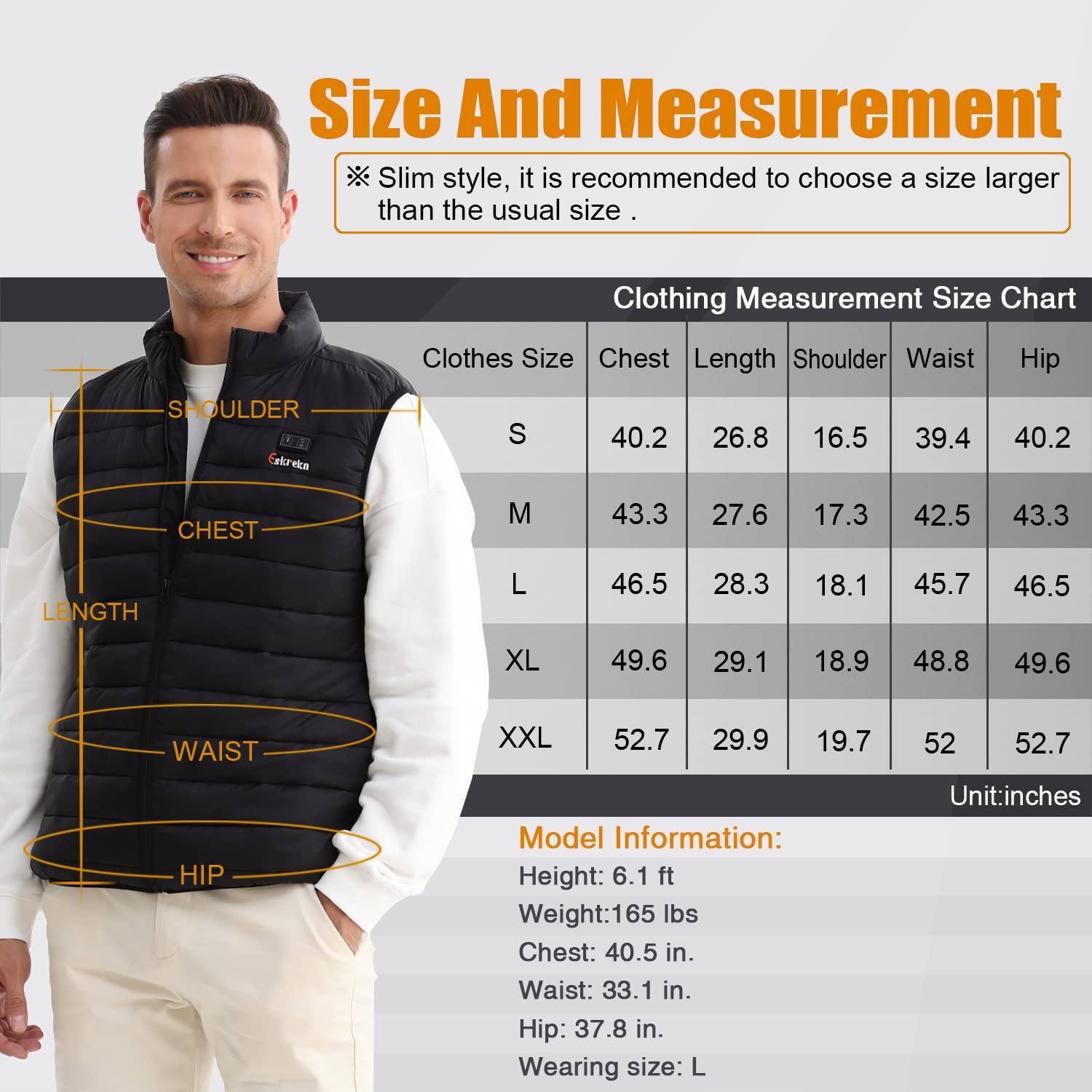 Eskreka Heated Vest for Men with Battery Pack Included, Lightweight Mens Electric Vest, Heated Jackets for Men Rechargeable