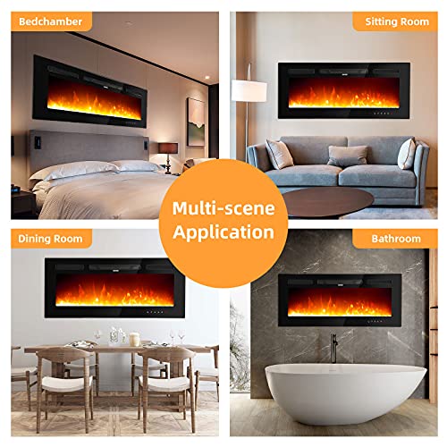 SANHSEHOME Freestanding Electric Fireplace, 30 Inches Electric Fireplace with Remote Control Recessed and Wall Mounted, Insert Heater with Crystal Options & Faux Fire Log, 9 Flamer Color