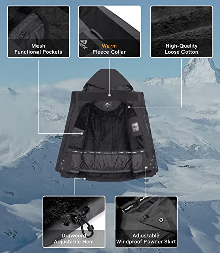 Winter Jackets for Men Ski Snow Waterproof Fleece Warm Snowboard Coats Hooded Windbreaker Rain Jacket