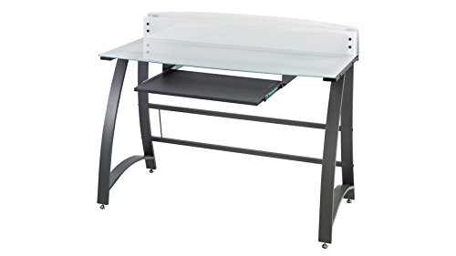 Safco Products 1938TG Xpressions 47" Computer Glass Top Workstation (Optional Keyboard Tray 1940BL Sold Separately), Tempered Glass/Black Frame