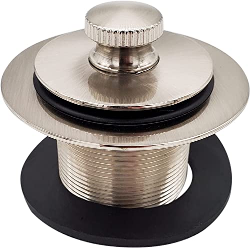 Westbrass D941K-07 1-3/8" Fine Thread Twist & Close Bathtub Drain Trim with One-Hole Overlfow Faceplate, Satin Nickel