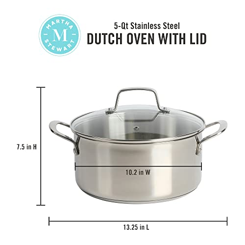 Martha Stewart Castelle 5-Quart 18/8 Stainless Steel Induction Safe Dutch Oven