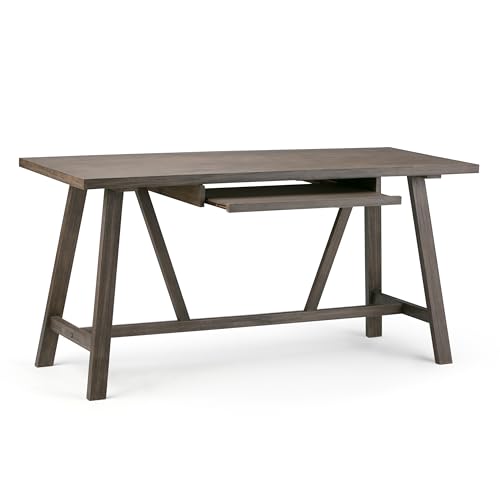 SIMPLIHOME Dylan SOLID WOOD Modern Industrial 60 inch Wide Home Office Desk, Writing Table, Workstation, Study Table Furniture in Driftwood