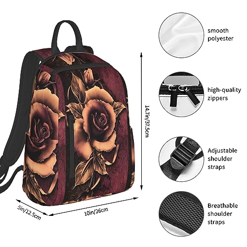 MARXAN Gothic Rose Printed Travel Laptop Backpack For Women Men,Business Waterproof Computer Backpack Bag Hiking Backpacks