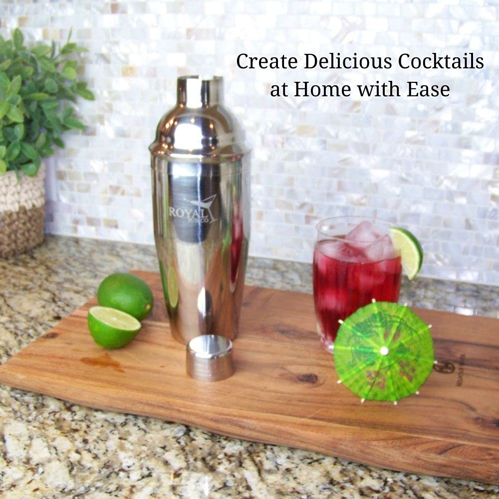Generic Royal Pub Co Large Capacity 25 oz. Bar Shaker,Stainless Steel Cocktail Shaker for Impressive Mixology/Martini Shaker with Built In Strainer for Bartending/Home Bar accessory,Silver,Cobbler