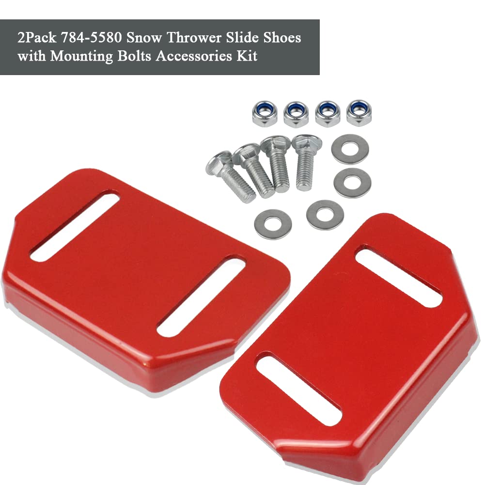 HUSWELL 784-5580 Snow Thrower Slide Shoes 2 Pack Skid Shoes with Mounting Hardware for MTD 784-5580-0637 Fits for Cub Cadet Yardman SnowBlower