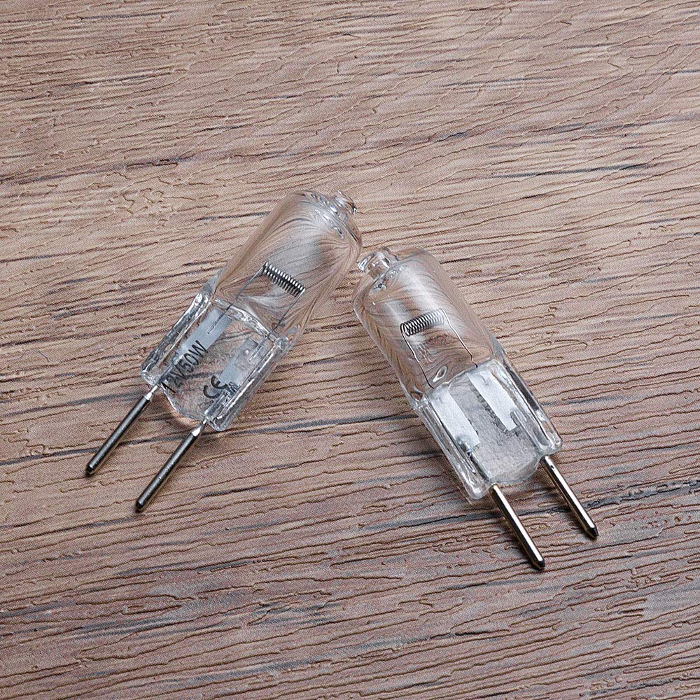 haraqi 12 Pack GY6.35 Halogen Bulbs Bi-Pin 12 Volt 50 Watt, Replacement T4 Tubular JCD Type Bulbs for Ceiling Lights,Table Light,Cabinet Lights