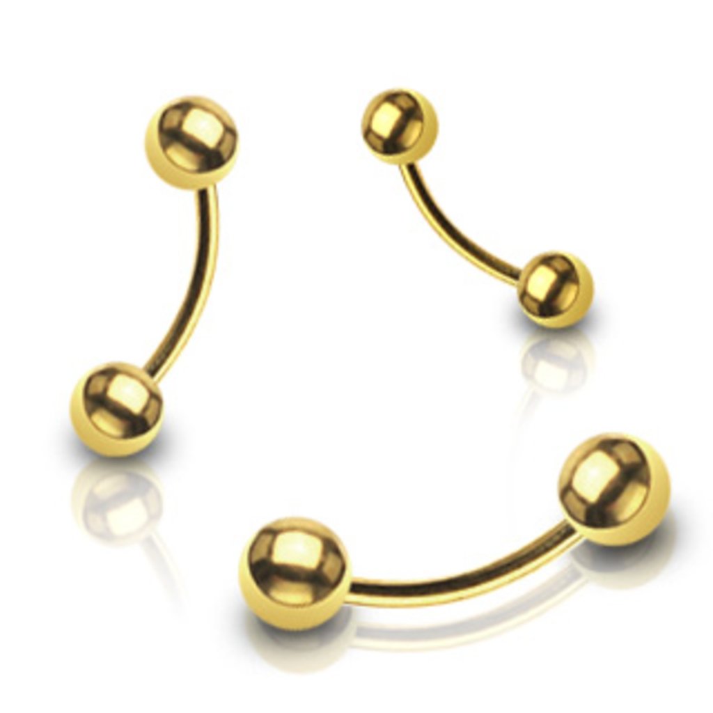 Dynamique Gold Plated Over 316L Surgical Steel Curved Barbells (Sold Per Piece)