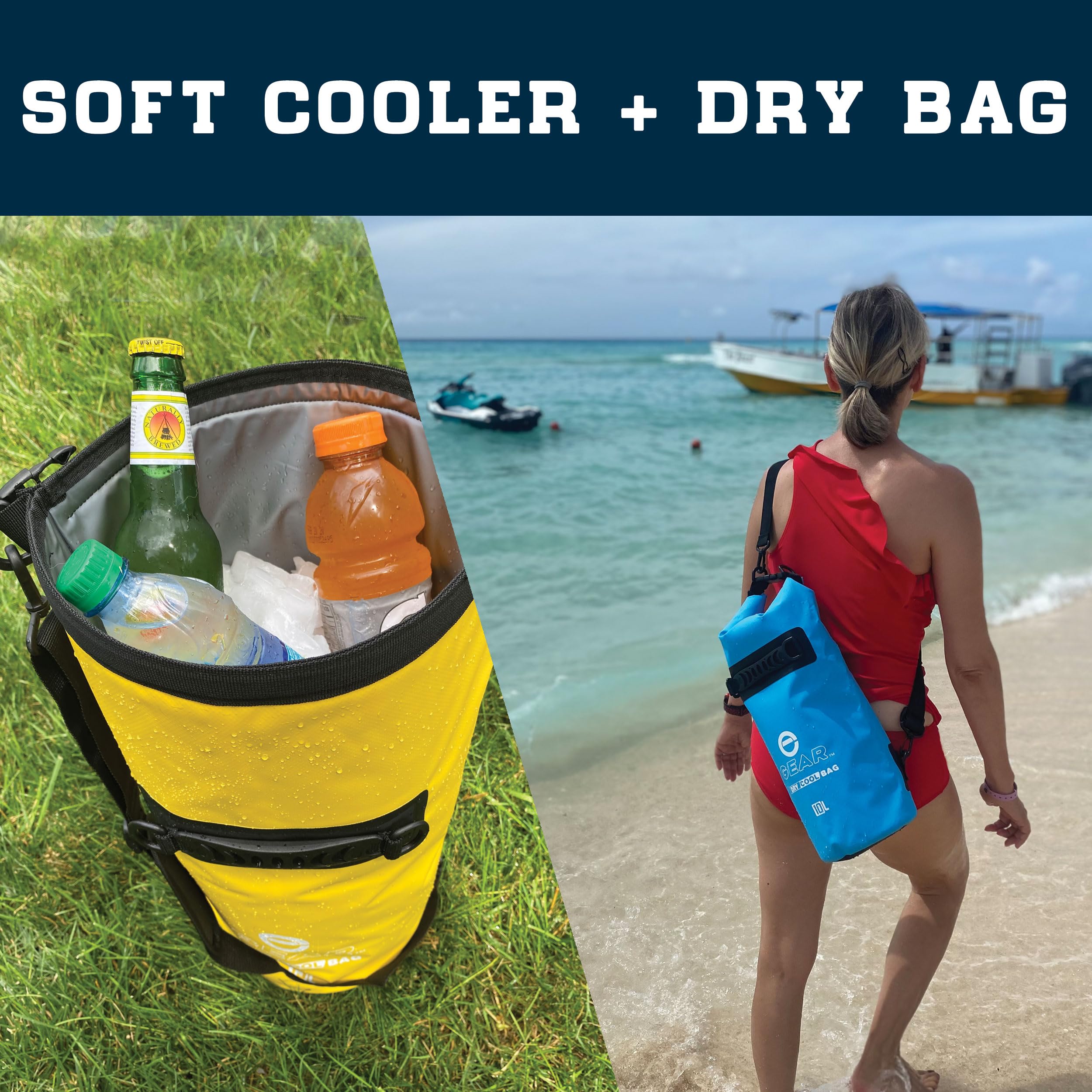 Enthusiast Gear Roll Top Insulated Backpack Cooler Dry Bag β Leak Proof, Collapsible, Waterproof with Padded Shoulder Strap - Perfect for Kayaking Fishing Beach Hiking - Orange, Grey, Blue