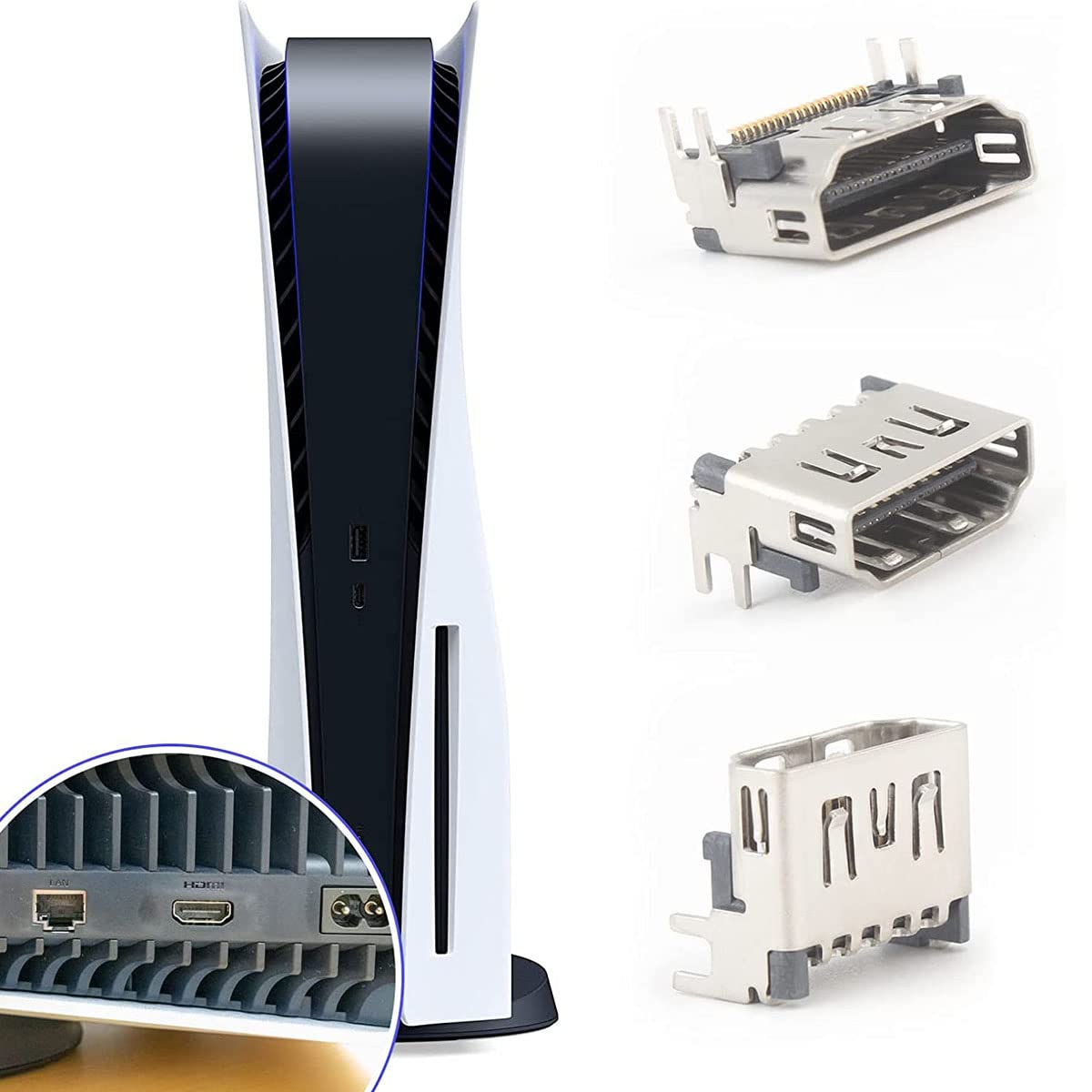 HQB-STAR 2PCS HDMI Port Display Socket Jack Connector Replacement for Sony Playstation 5 PS5 Hdmi PS5 TV Monitor Output port+Tools