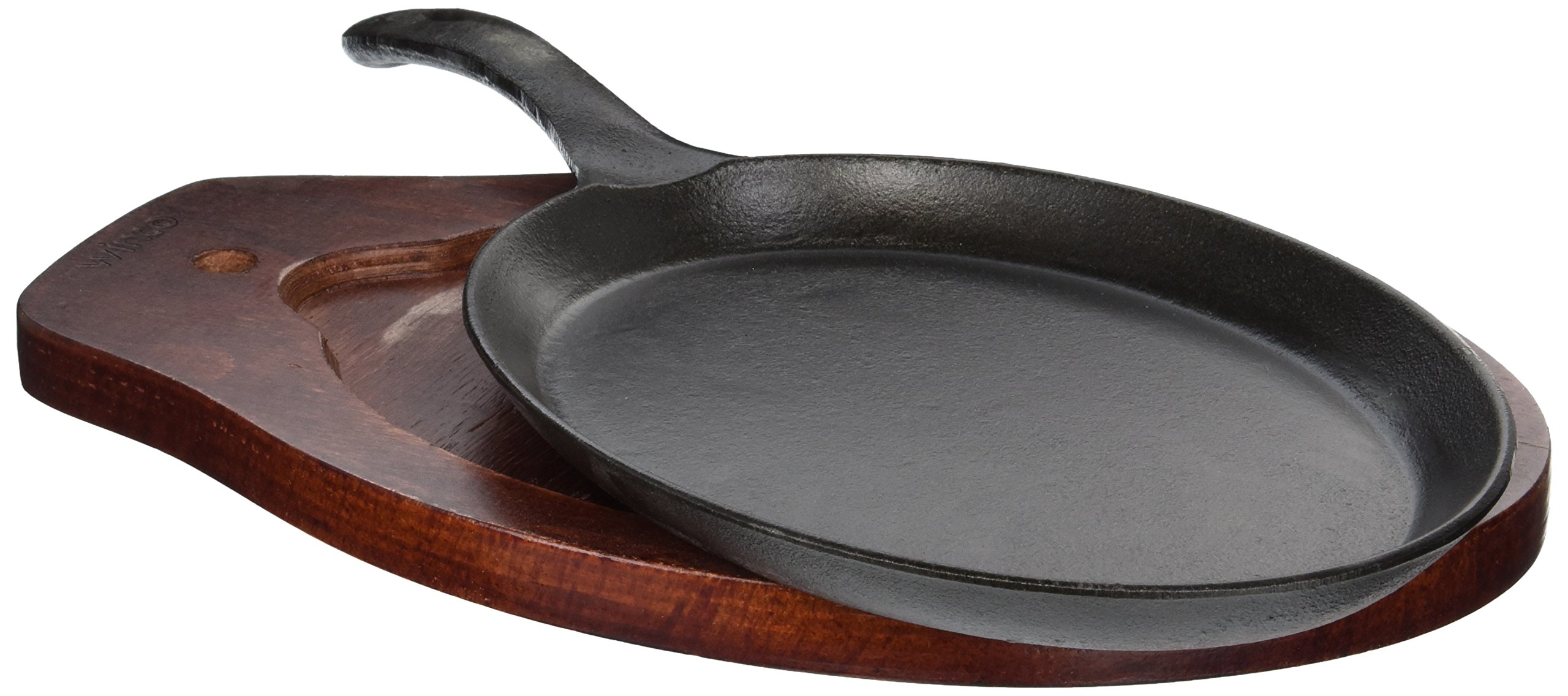 Winco FS-2 2-Piece Cast-Iron Fajita Server Set,Black, Brown,Medium