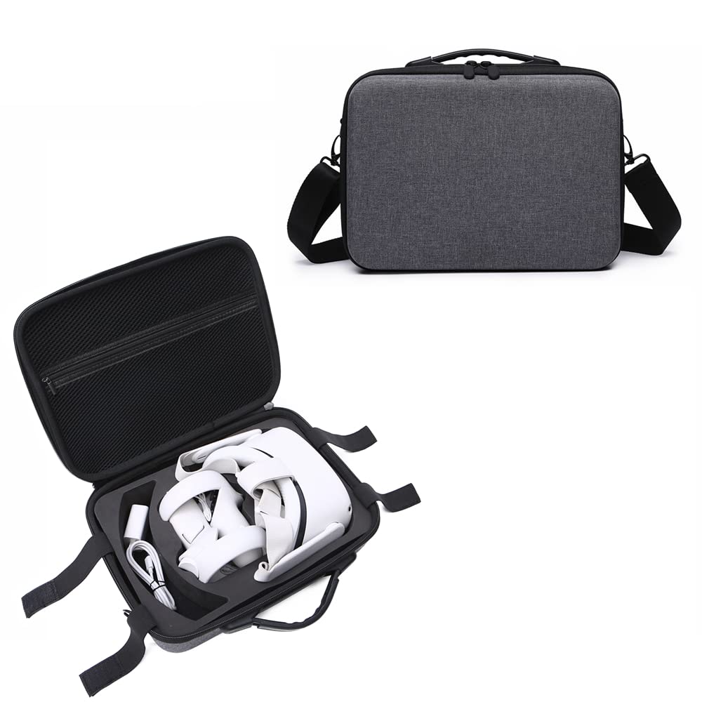 Hard Carrying Case for Oculus Quest 2 All-in-One VR Gaming Headset and Touch Controllers, Portable Travel Cover Storage Bag - Black