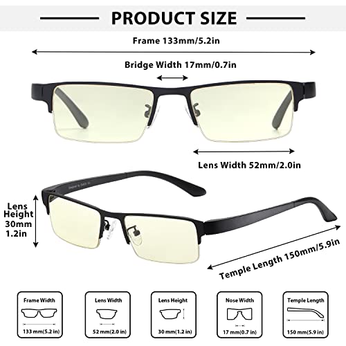 DUCO Blue Light Glasses For Men Blue Ray Blocking Glasses Gamer Computer Gaming Glasses Retro Square Rimless Frame Amber Tinted Eyeglasses Lightweight GX090