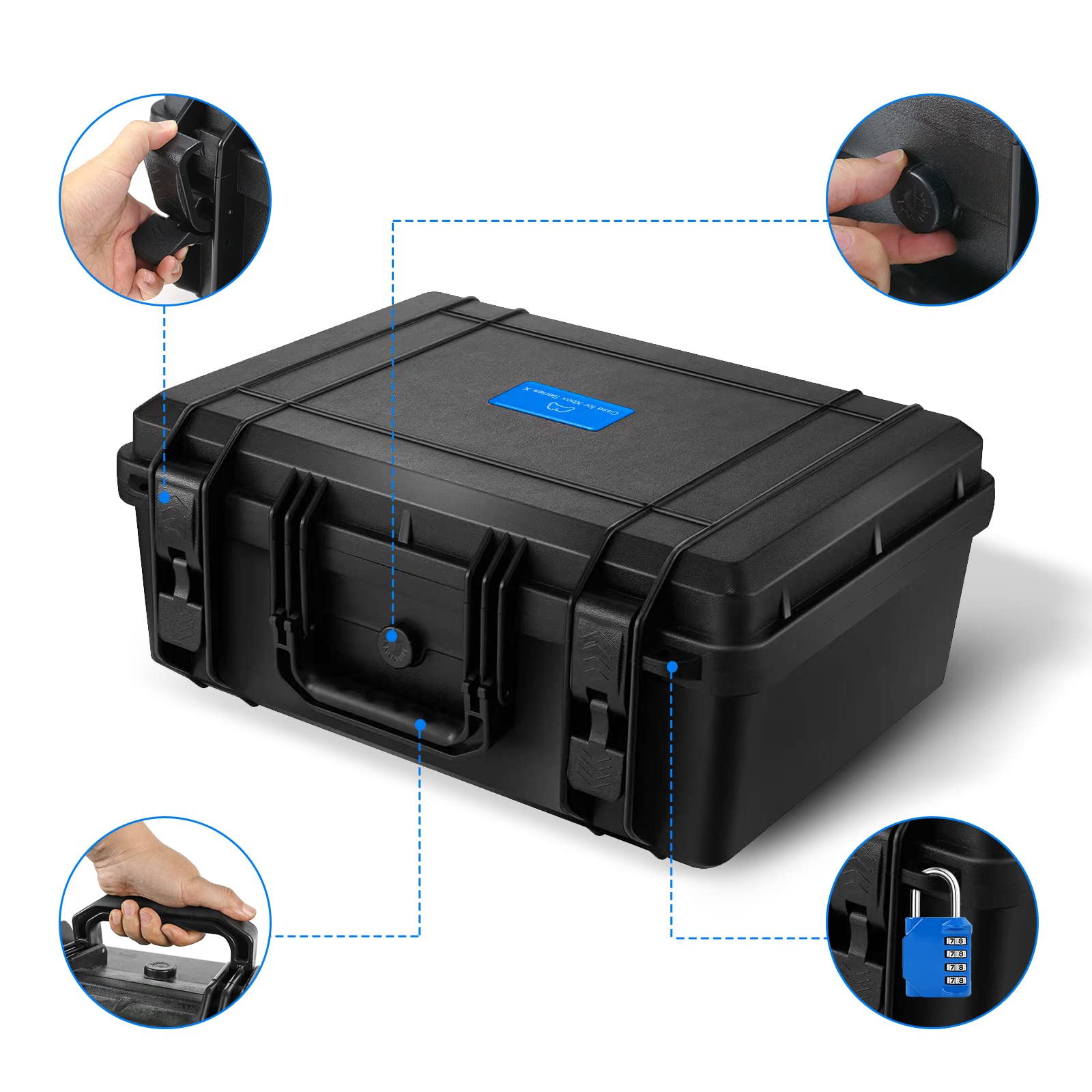 Hard Shell Travel Carrying Case for Xbox Series X - Waterproof Shockproof Case with Customized Foam Inlay for Xbox Series X Console, Headset, Games, Controllers, Cables and Other Accessories, Blue