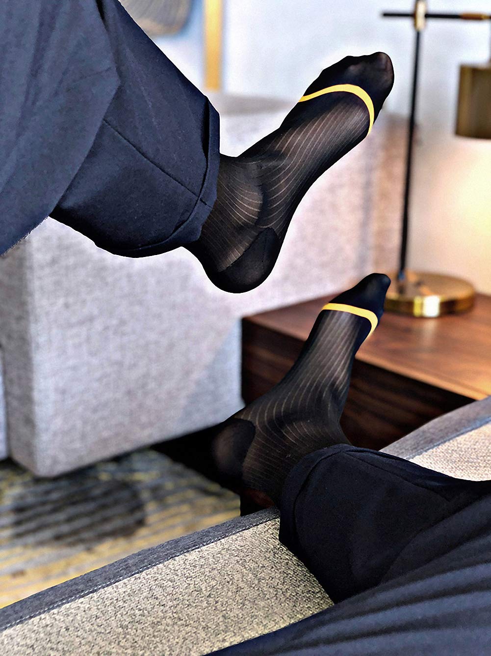 Goobester Men's Thin Silk Formal Dress Suit Transparent Sheer Male Business Dress Socks