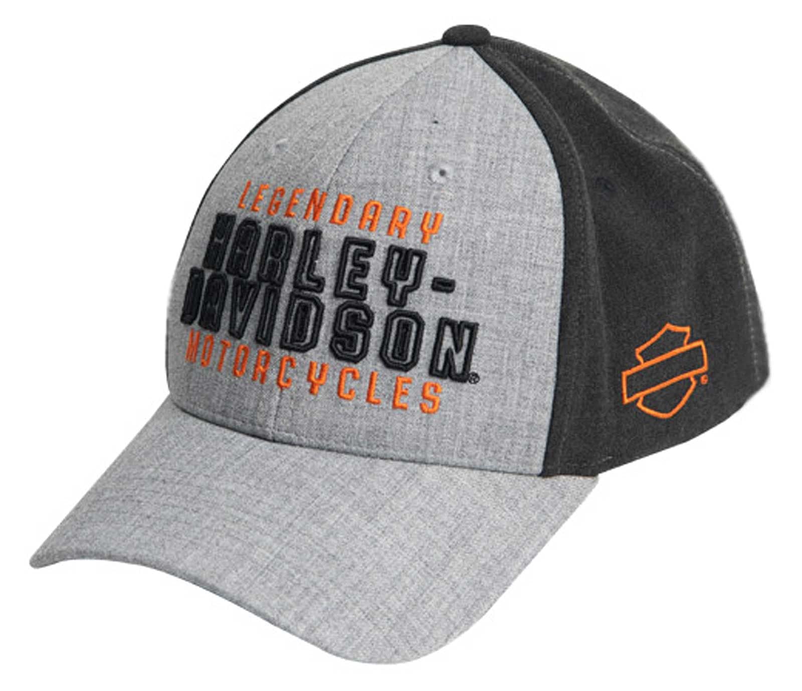Harley-Davidson Men's Hazard Curved Stretch Fit Colorblocked Baseball Cap (L/XL) Gray