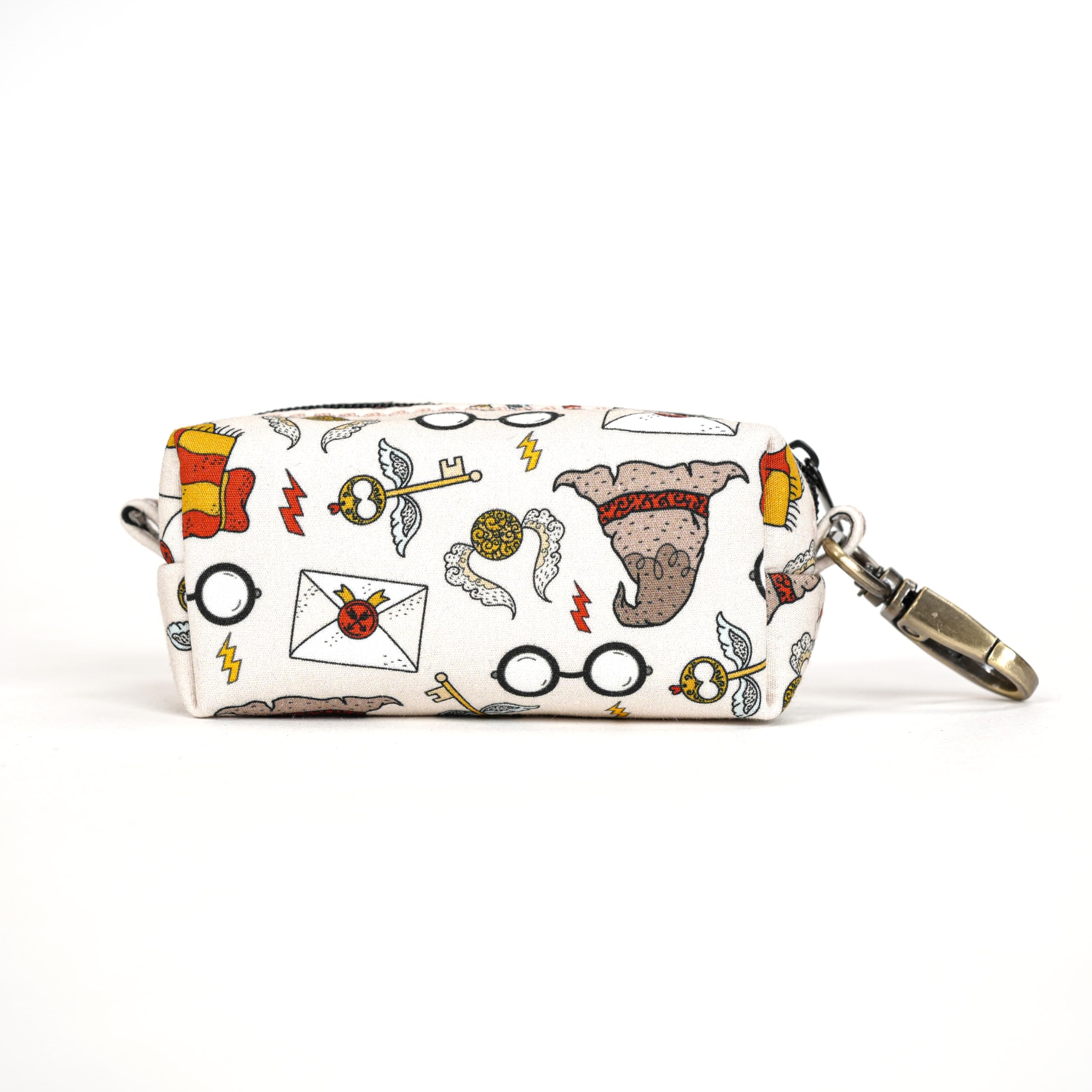 Organic Cotton Dog Poop Bag Holder for Leash Brass Hardware Waste Bag Dispenser Pet Waste Management Solution