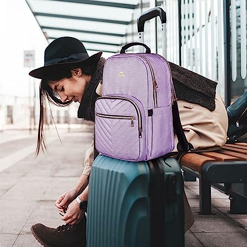 MATEIN 17 Inch Laptop Backpack, Womens Travel Laptop Backpack with RFID Pocket, Large Water Resistant College Teacher Nurse Work Bag Lightweight Daypack Computer Bagpack with USB Charging Port, Purple
