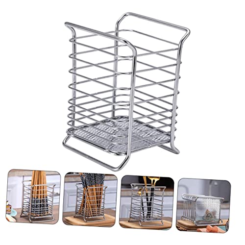 GARVALON 1pc Tableware Storage Cage Flatware Holder Kitchen Utensil Container Holder Cutlery Drainer Stainless Steel Cookware Kitchen Supply Metal and Fork Carbon Steel