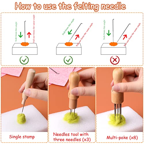 Mayboos 132 Pcs Needles Wool Felting Needles Supplies Felting Tools Needle Felting Tool with 3 Sizes Felting Needles for Beginner Professional
