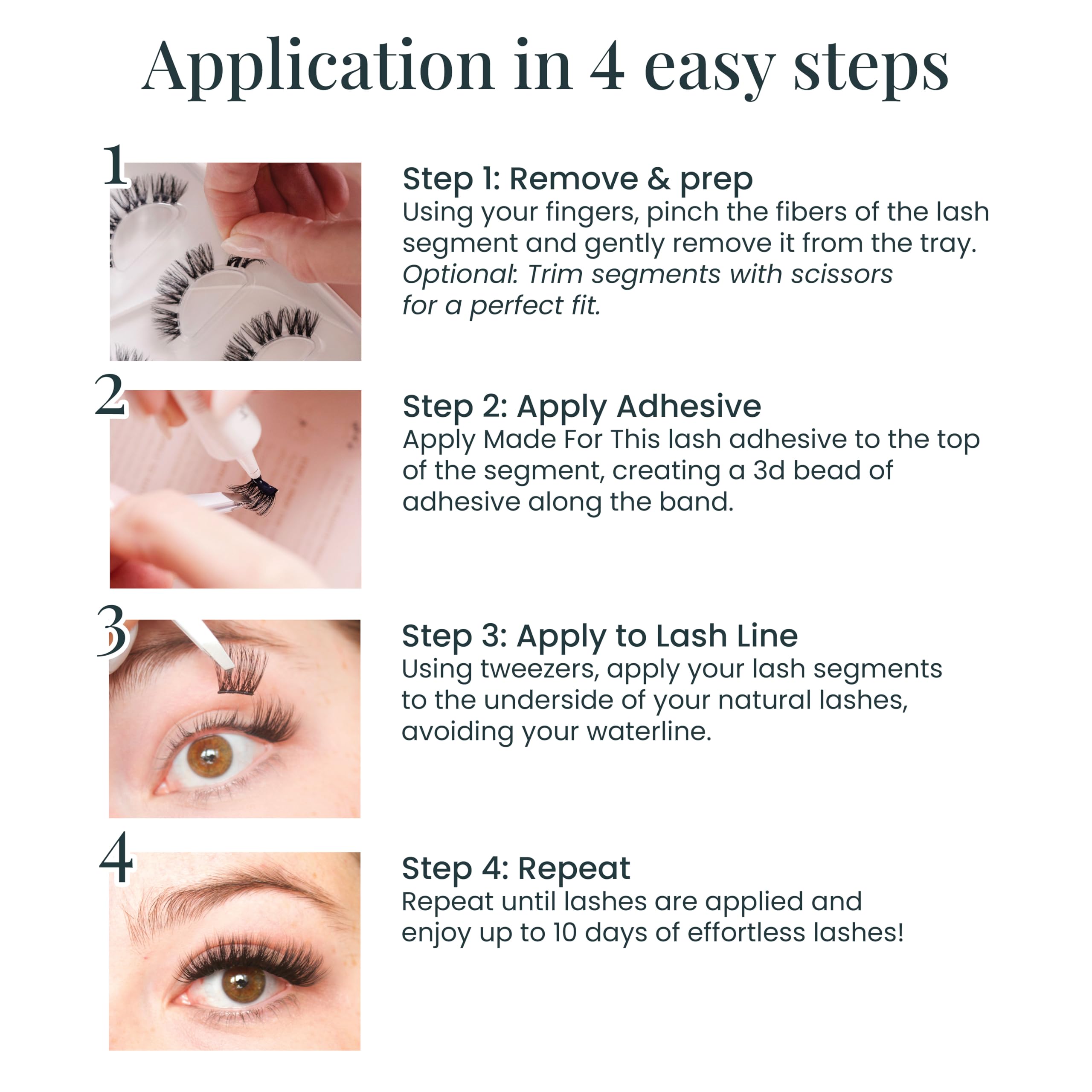 Flutterhabit The Flirt Bold Volume Lashes, DIY Lash Extensions, Fluffy Lash Clusters for Women, Salon Quality At Home Eyelashes Extension Kit, Natural False Lashes, 6 Lash Sets, No Lash Glue Included
