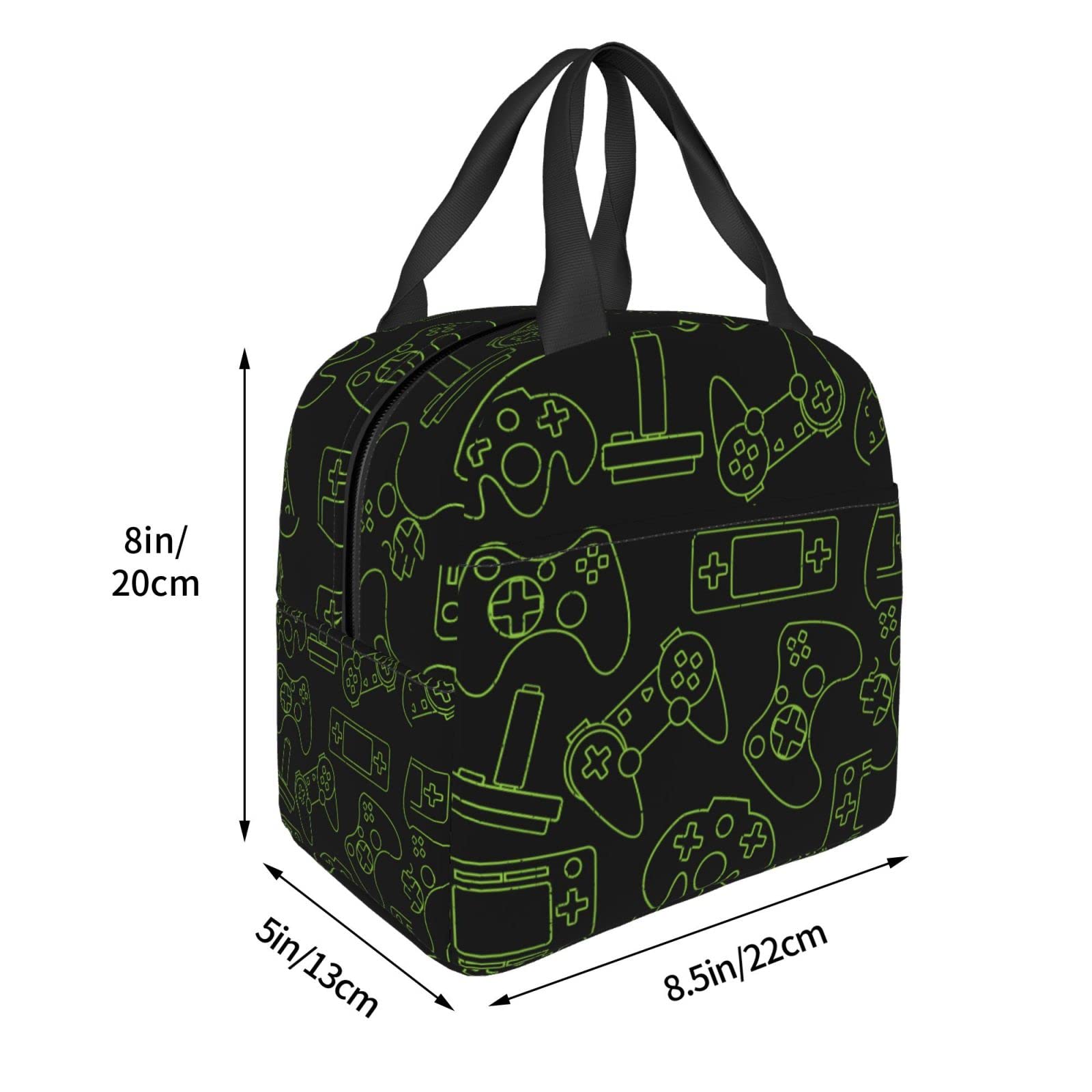 Duduho Video Games Console Pattern Lunch Bag Compact Tote Bag Reusable Lunch Box Container For Women Men School Office Work, 6l