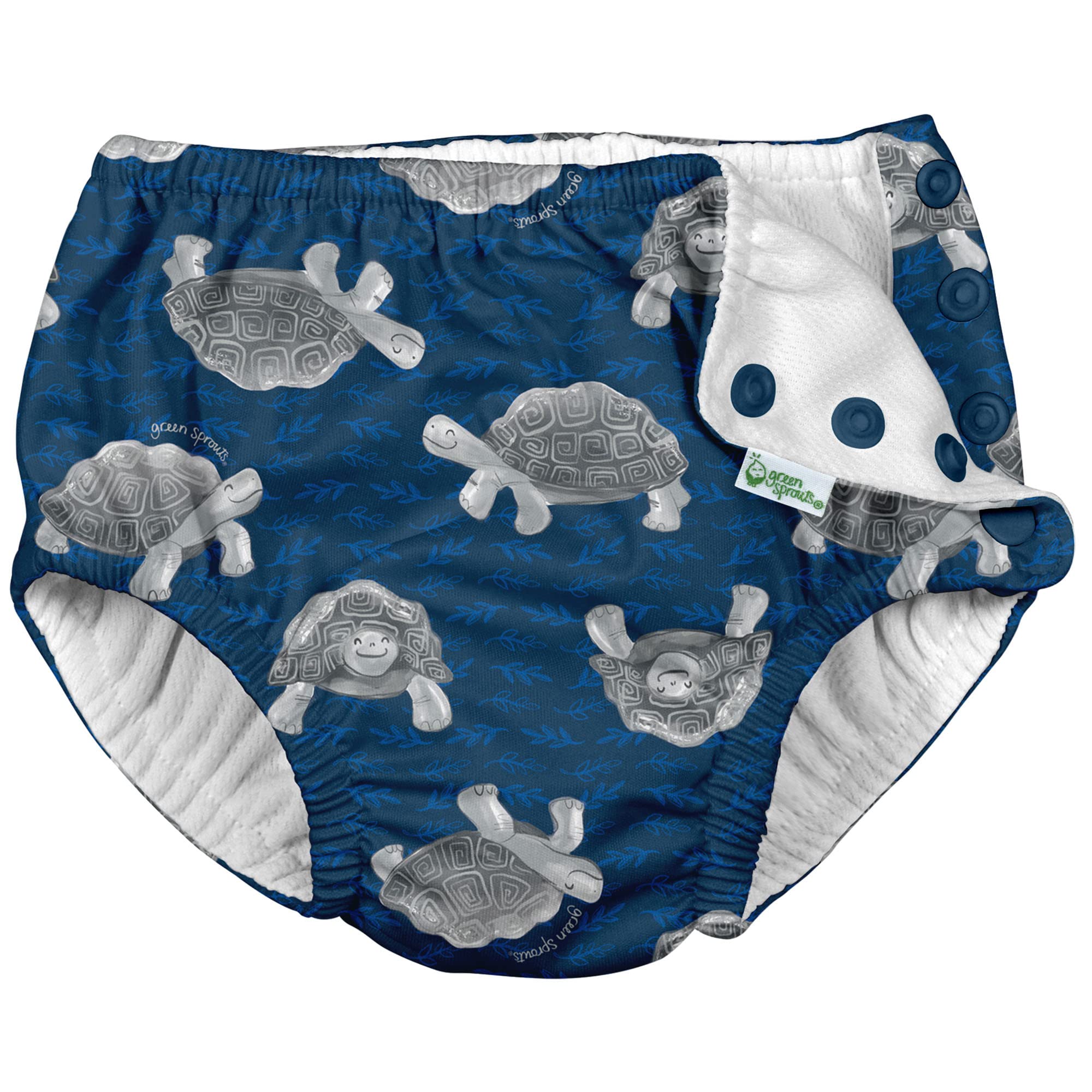 i Play 2 Pack Boys Reusable Baby Swim Diapers Navy Stripe and Tortoise 12 Months, (IPA03612-08)